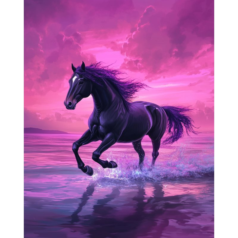Magisches schwarzes Pferd | Diamond Painting