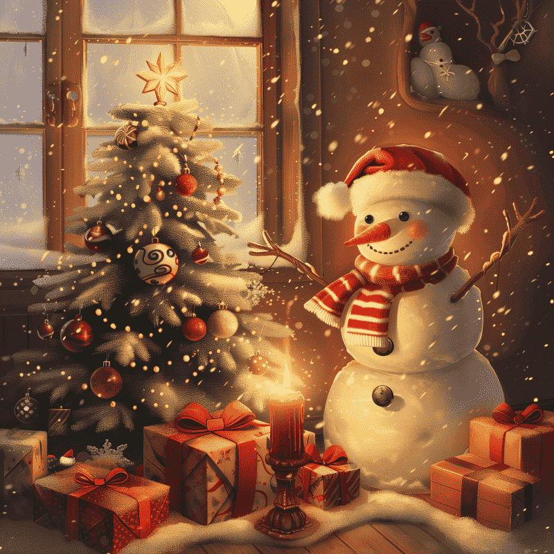 Schneemann und seine Geschenke | Diamond Painting