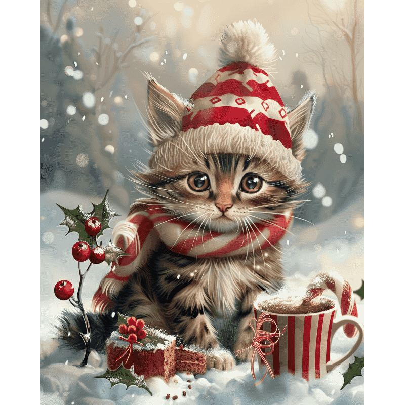 Festliches Kätzchen | Diamond Painting