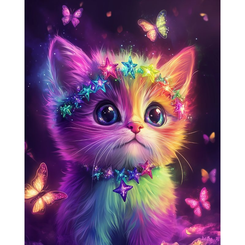 Magische bunte Katze | Diamond Painting