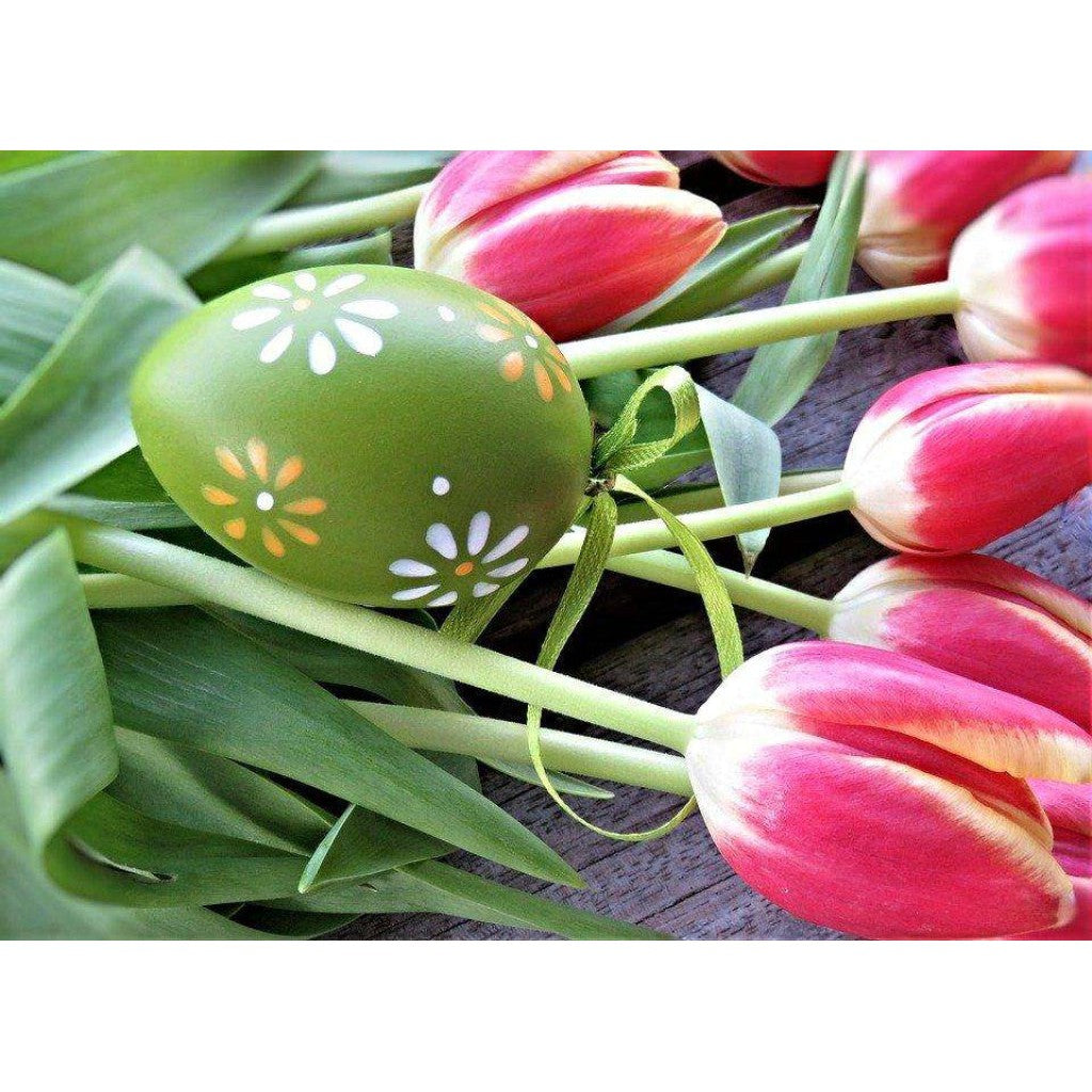 Osterei mit rosa Tulpen Diamond Bild