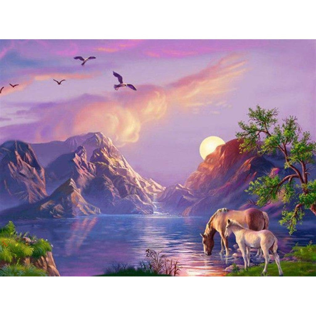 Pferde am See Diamond Bild