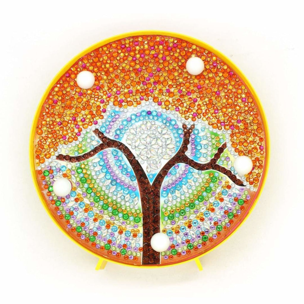 Runde Lampe Mandala Goldener Baum